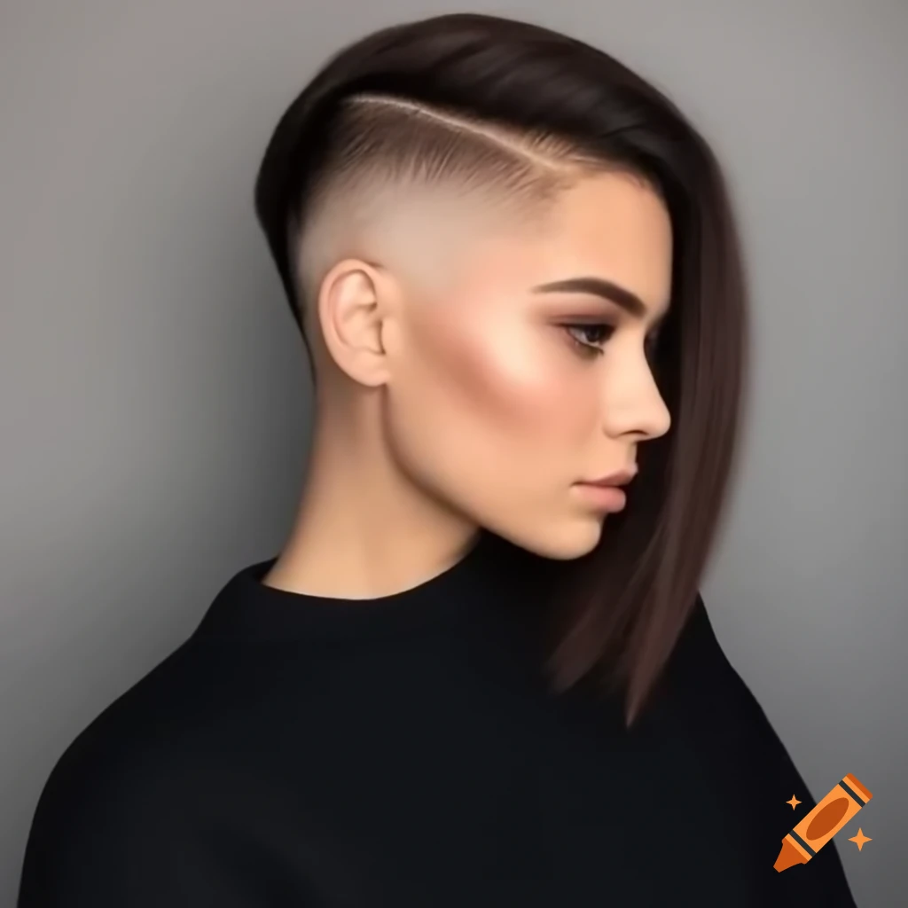 Mediterranean woman with thick dark brown hair in asymmetrical bob ...