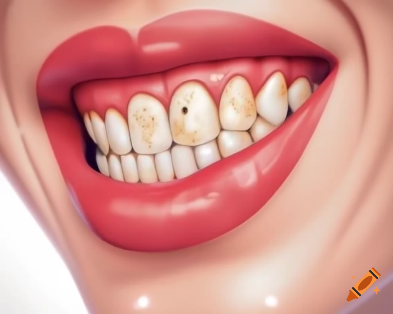 Drawing of a woman with damaged teeth, showcasing beauty and ...