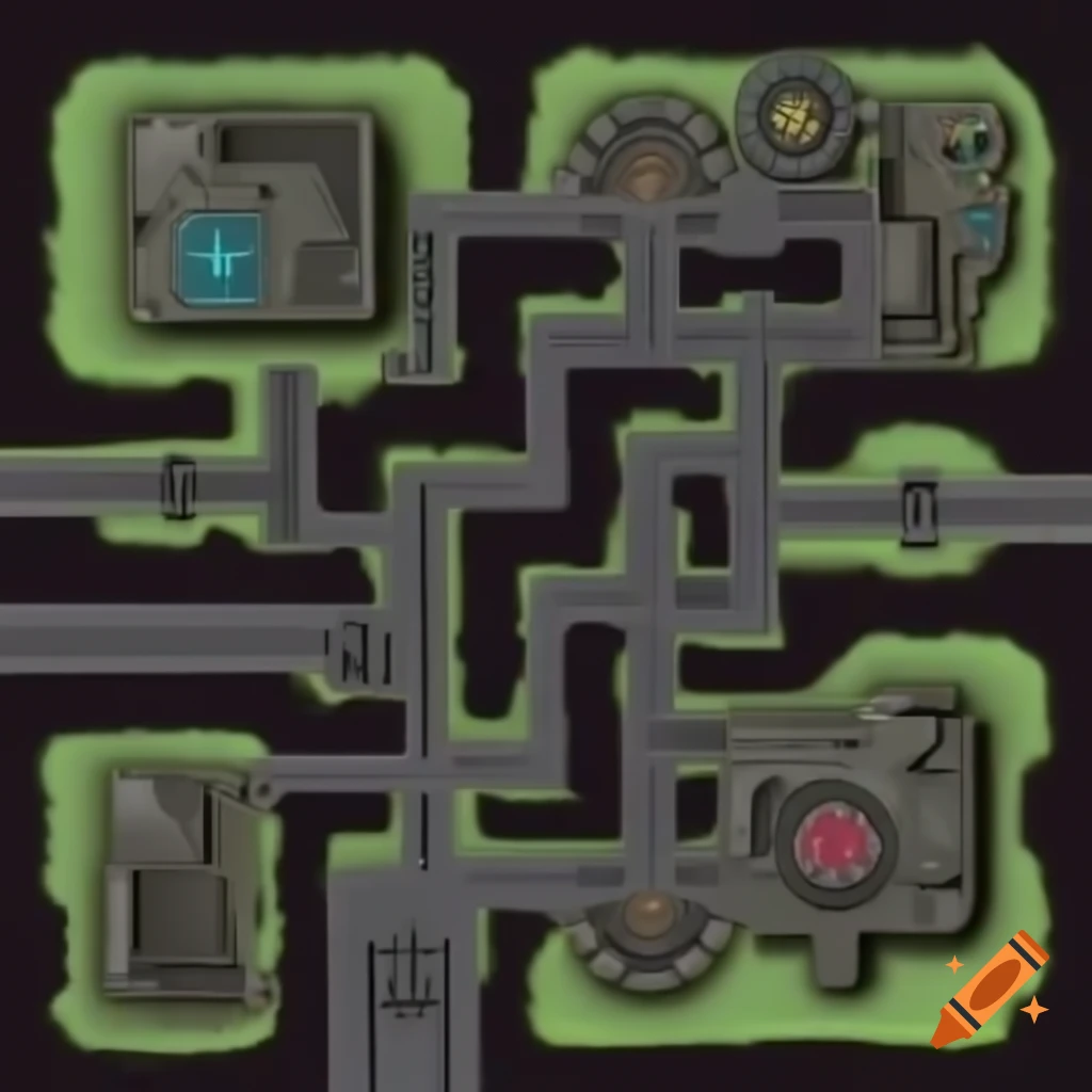 Top-down pencil sketch of game level design layout for Doom and Quake ...