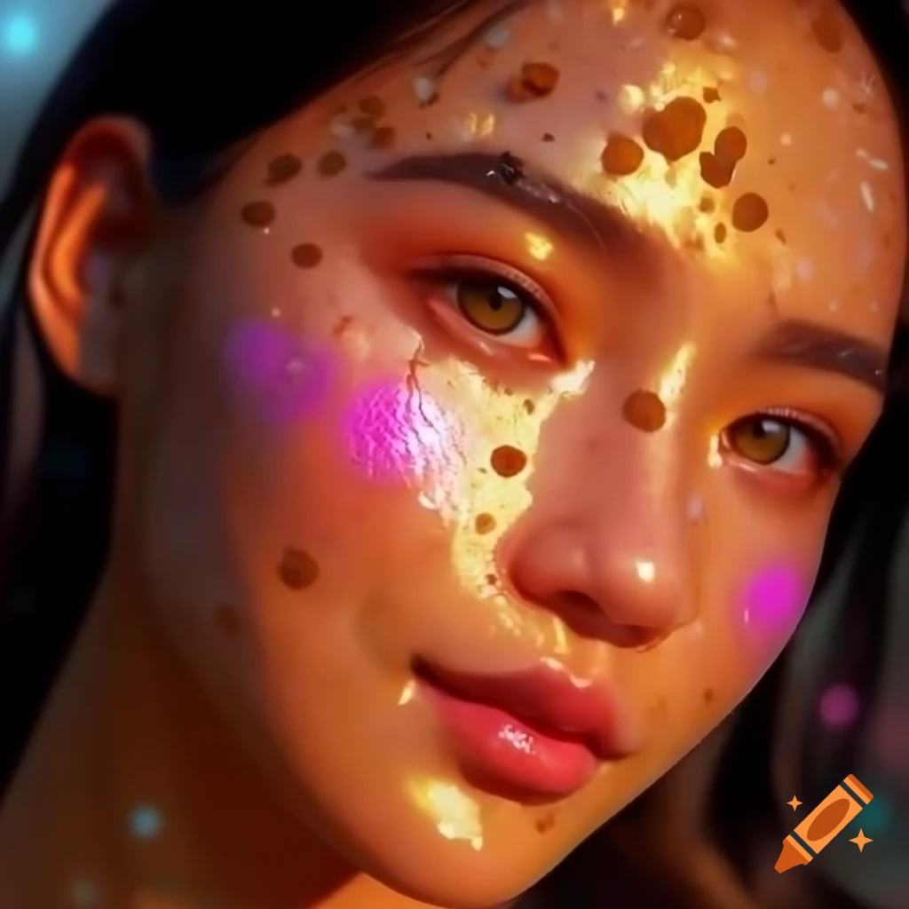 Close-up portrait of woman with luminous skin and even-toned complexion ...