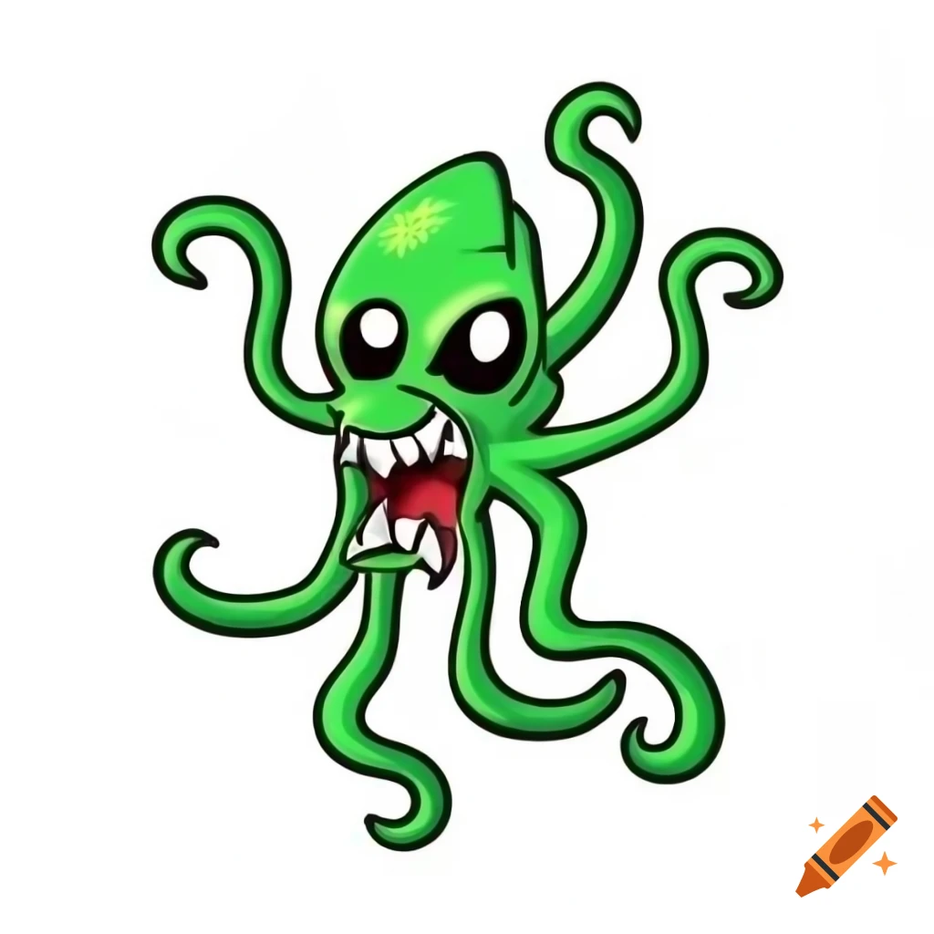 Cartoon concept art of Lurker Lenny with tentacle-like limbs on Craiyon