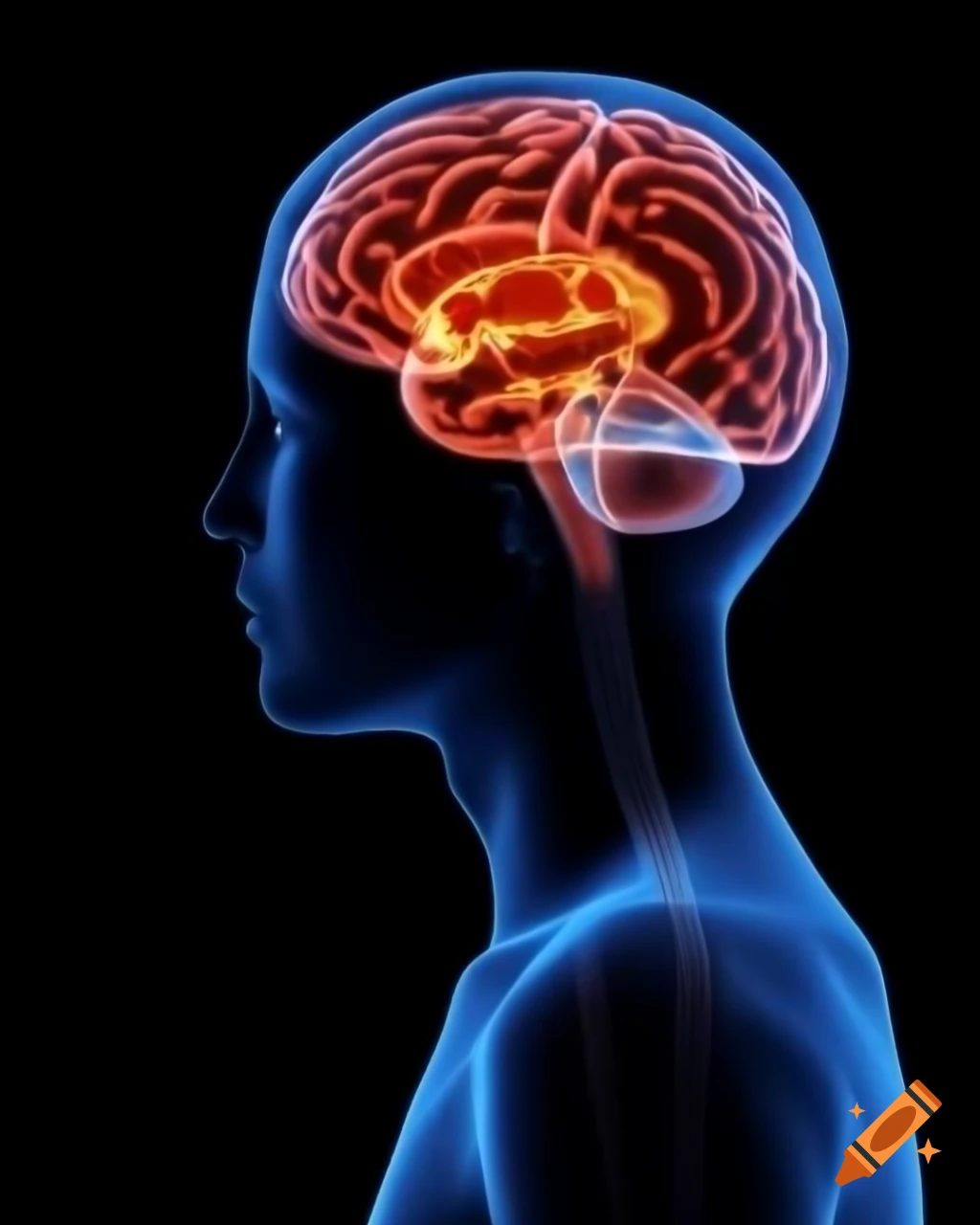 Conceptual art representing a virtual brain inspired by human models on ...