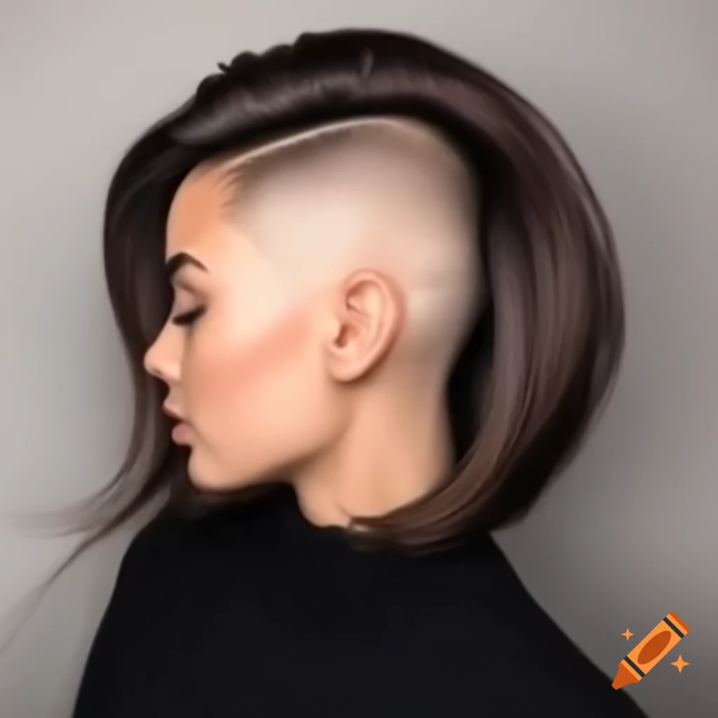 Mediterranean woman with thick dark brown asymmetrical bob hairstyle on ...