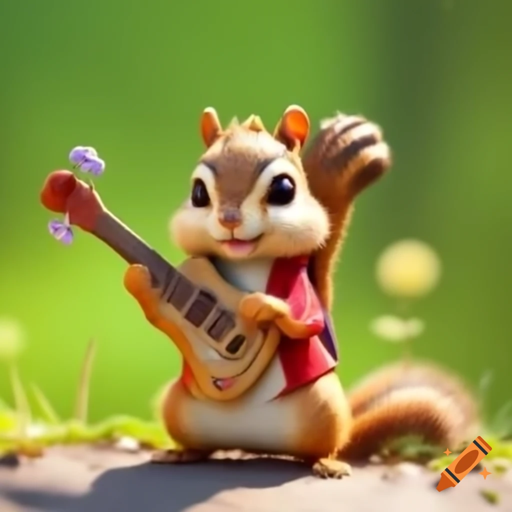 Cute chipmunk playing music on Craiyon
