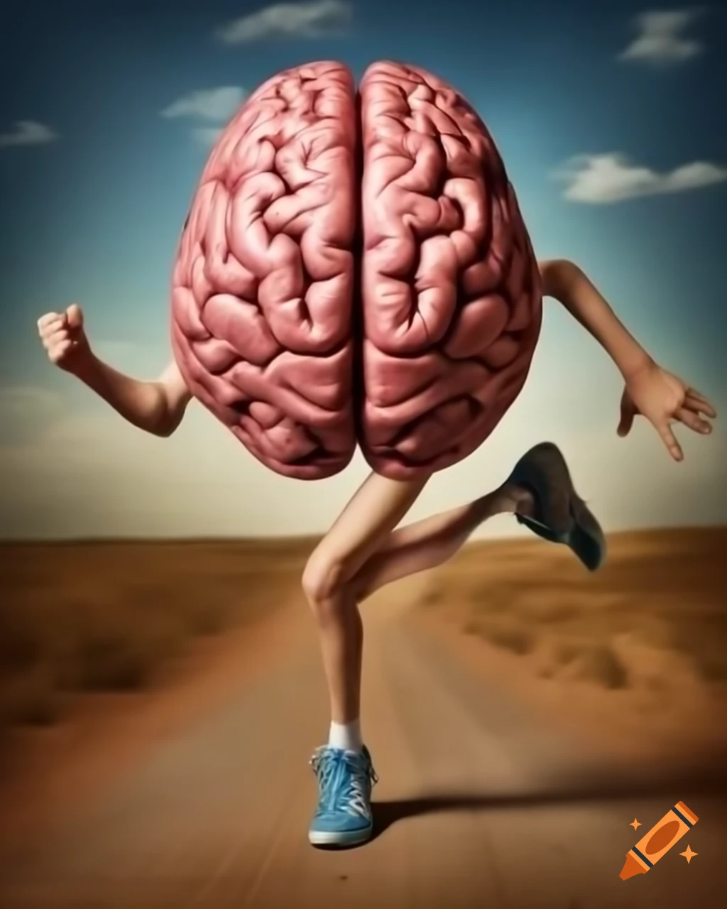 Unclear description of running a URL in a brain context on Craiyon