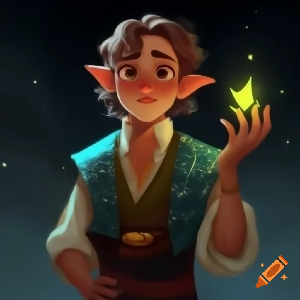 Young male hobbit illusionist wizard in stylish adventuring garb with ...