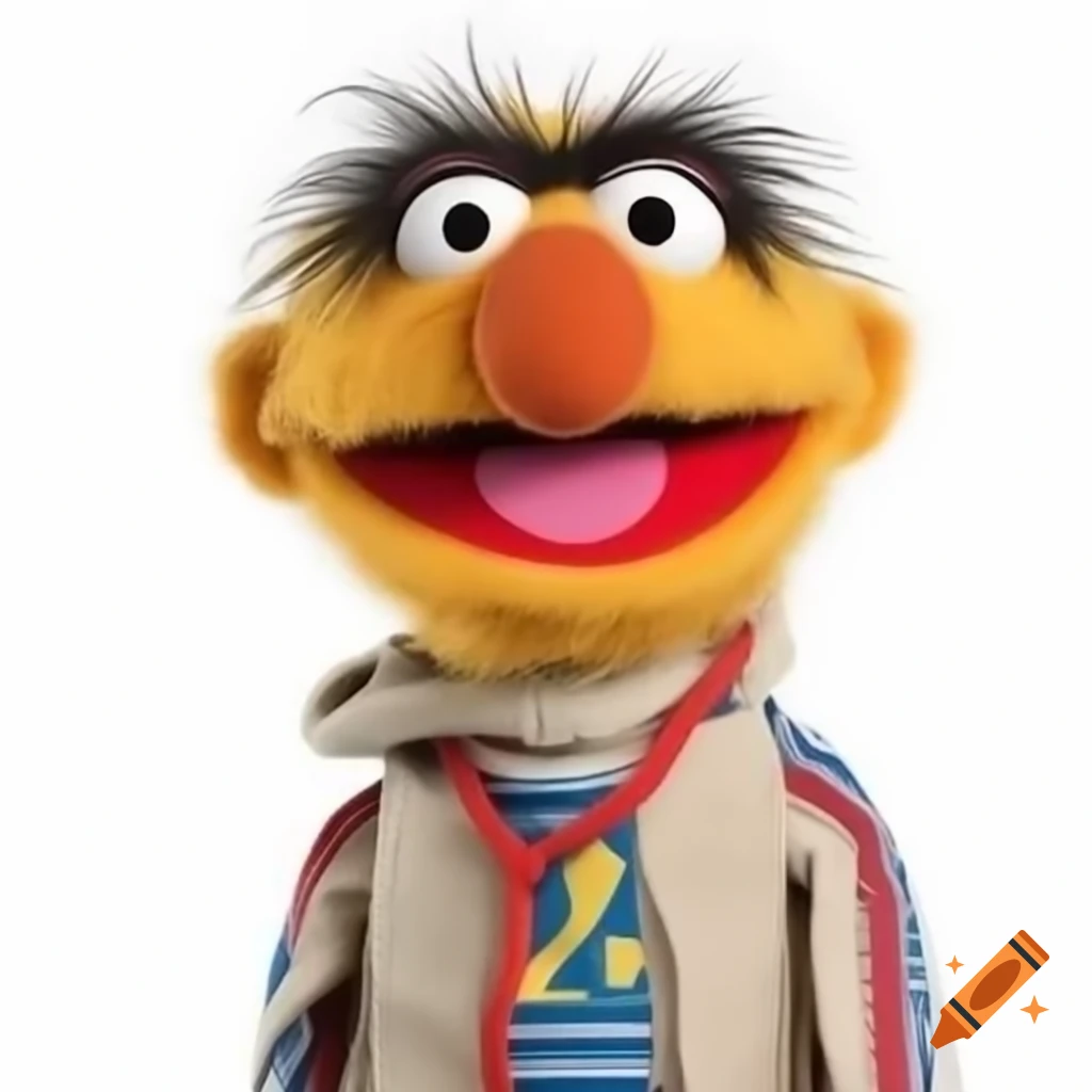 Muppet-style puppet character with colorful fabric and friendly ...