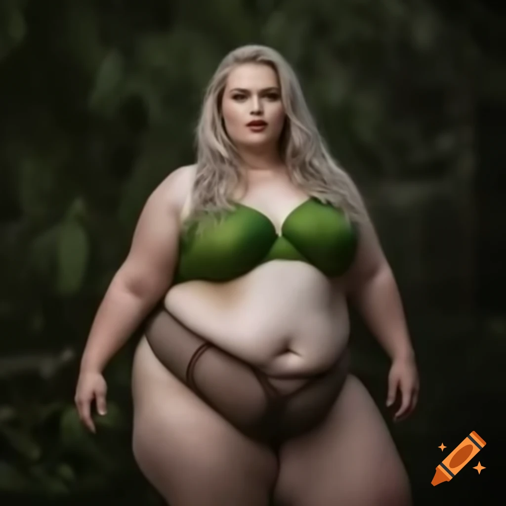 Plus-size elf woman with blond hair and gray eyes on Craiyon