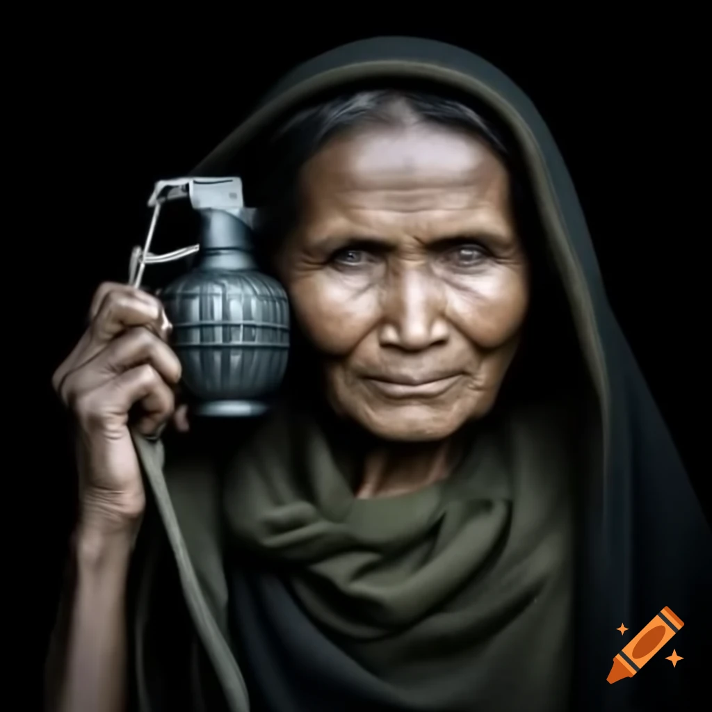 Person holding a grenade, portraying military or tactical theme on Craiyon