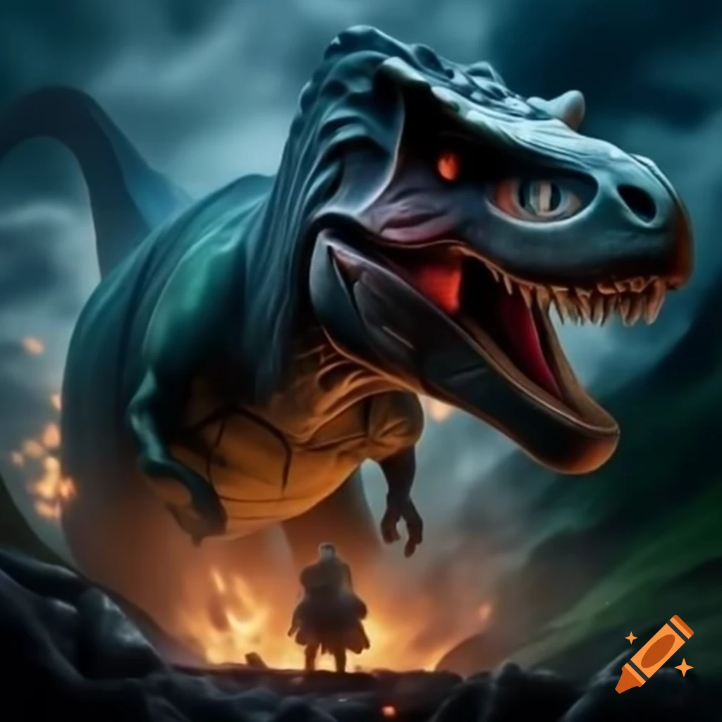 Zombie pirate riding T-rex in Switzerland during fiery avalanche with ...