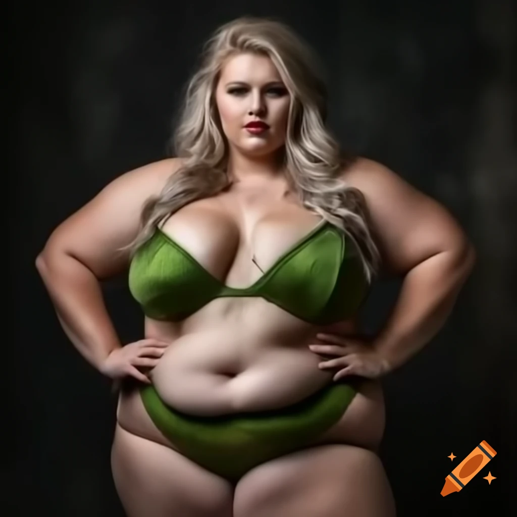 Plus-size elf woman with blond hair and gray eyes on Craiyon