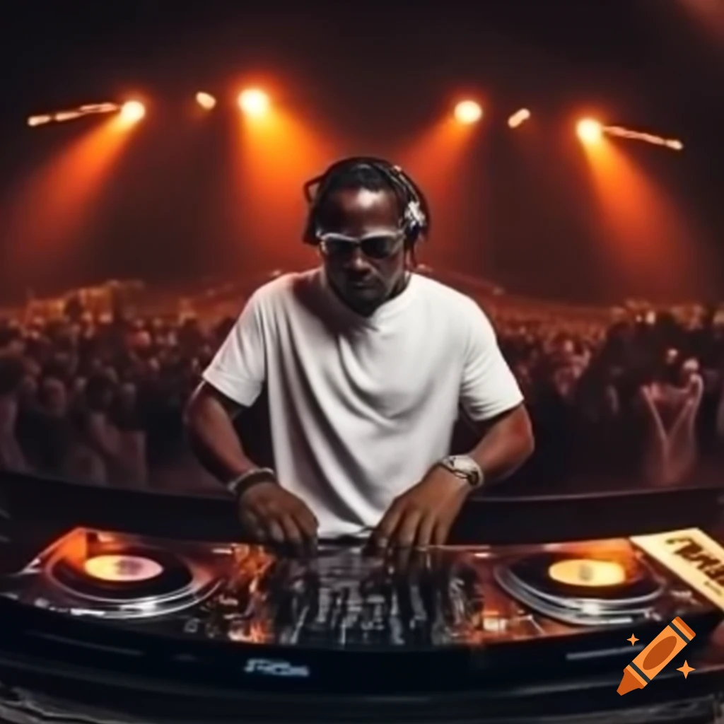 Jamaican DJ performing at a music event on Craiyon