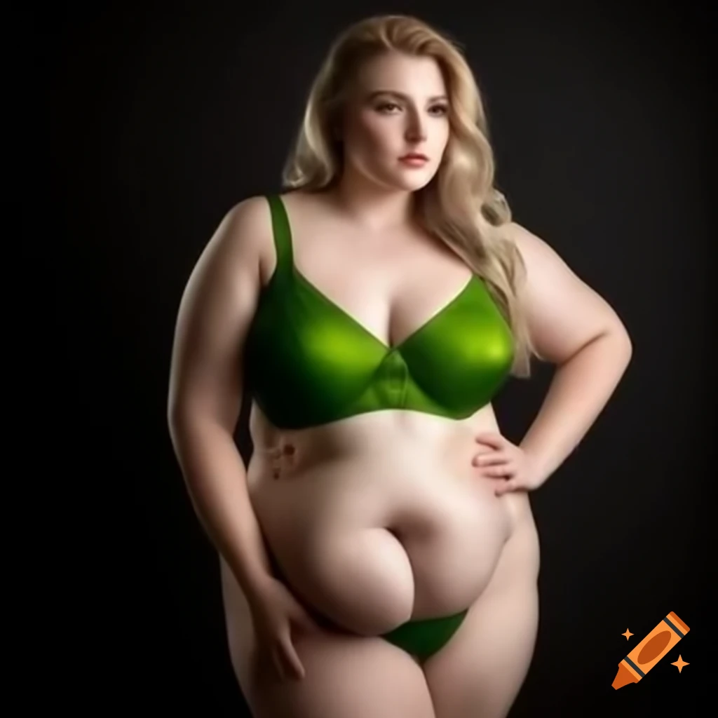 Plus size elf woman with blond hair and gray eyes, full body portrait on Craiyon