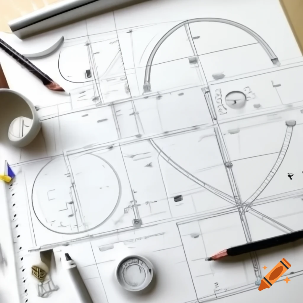 Technical drawing of beginner's jewelry design guide with grid and ...