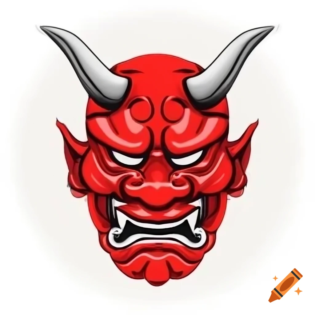 Red Oni Japanese mask on white background on Craiyon