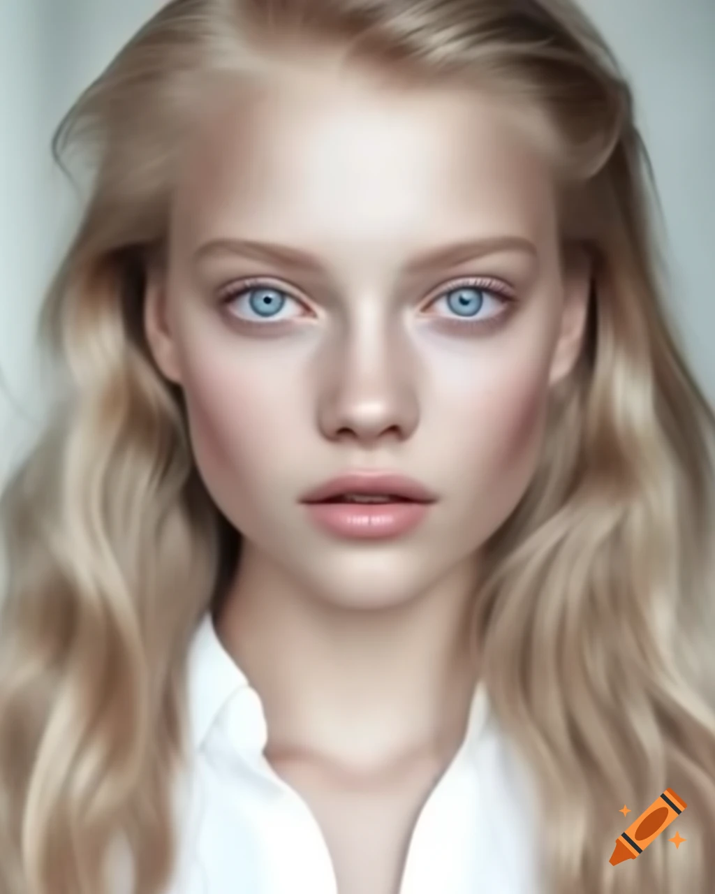 Beautiful woman with long platinum blonde hair and blue eyes on Craiyon