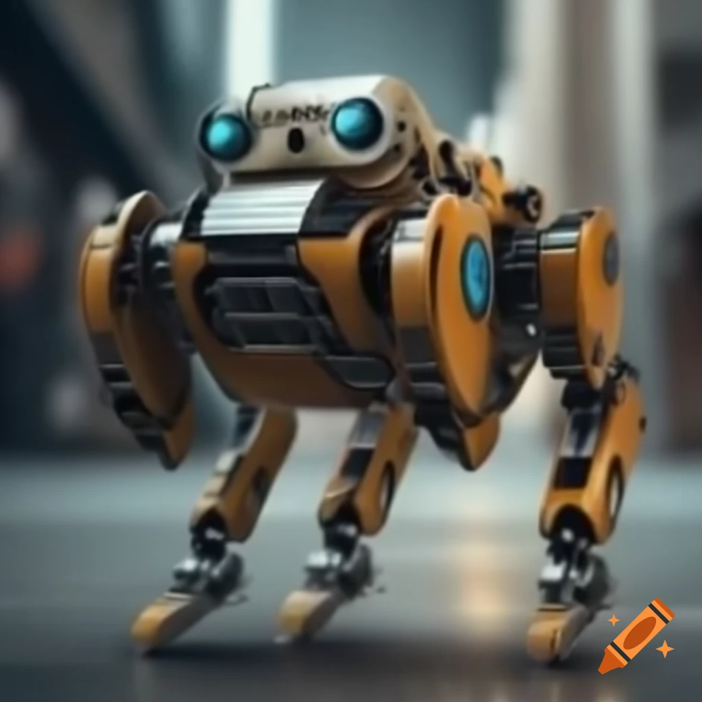Robot dog design with human-like features and medium proportions on Craiyon
