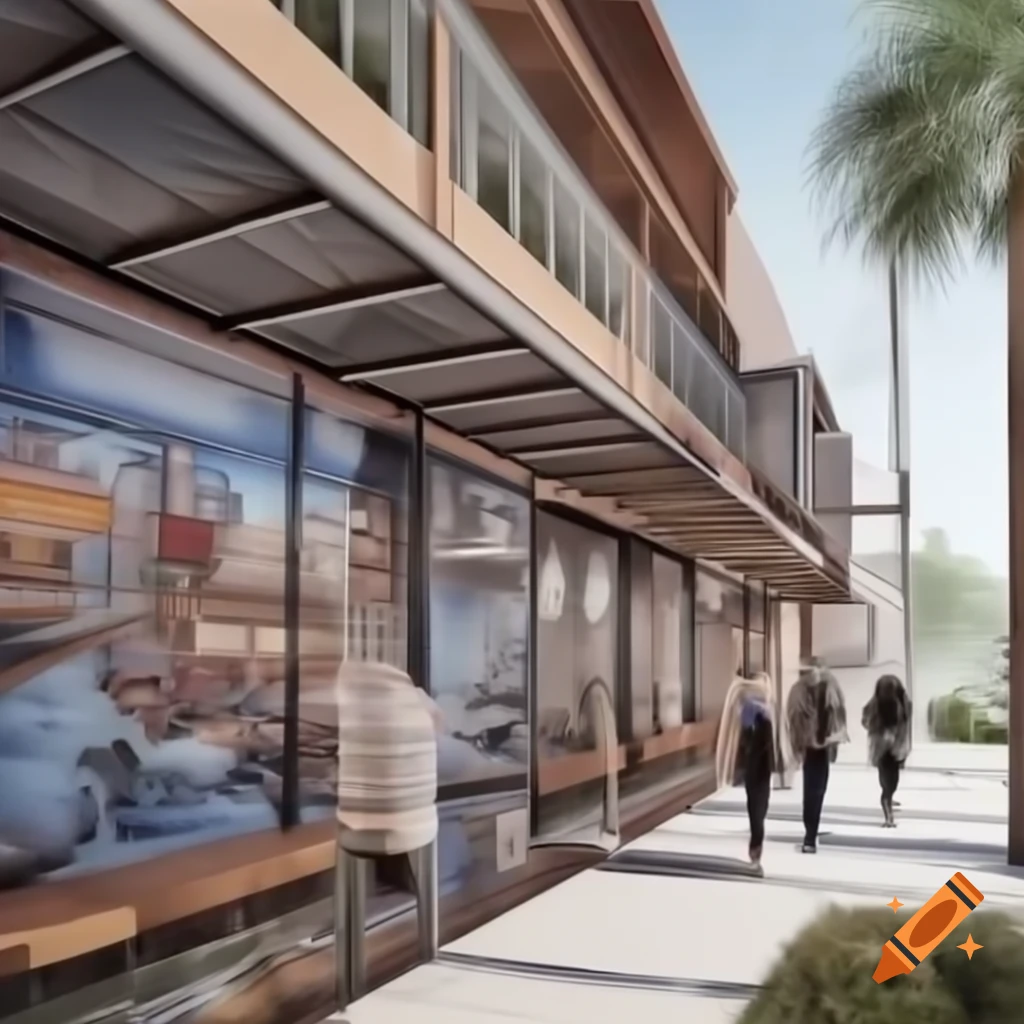 Urban design rendering of Pico Rivera street corridor with restaurants ...