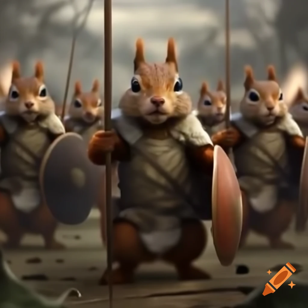 A thousand squirrel warriors marching into battle on Craiyon