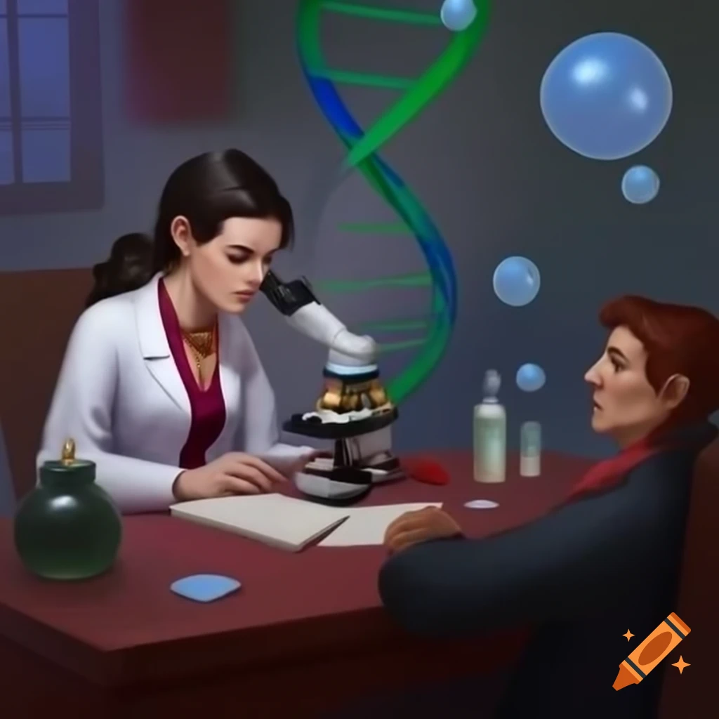 Woman pathologist in laboratory coat and dress using a microscope on ...