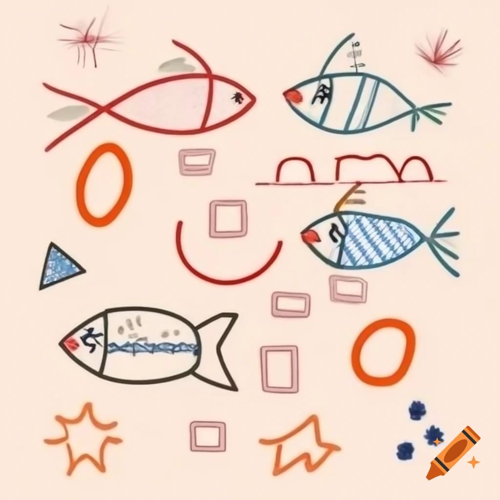 Simple geometric fish design for kids using basic shapes on Craiyon