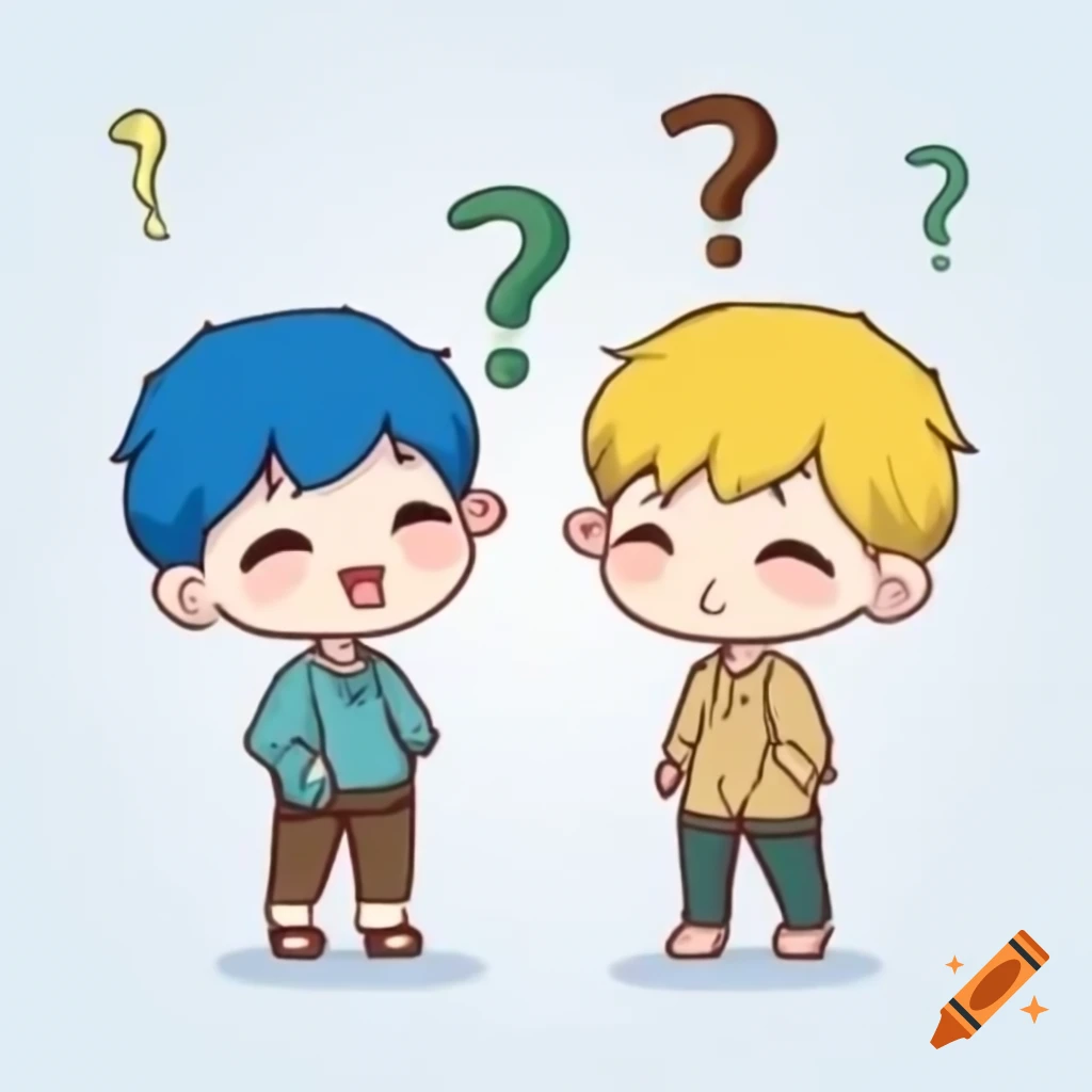 Chibi style boys engaging in conversation with one thinking on Craiyon