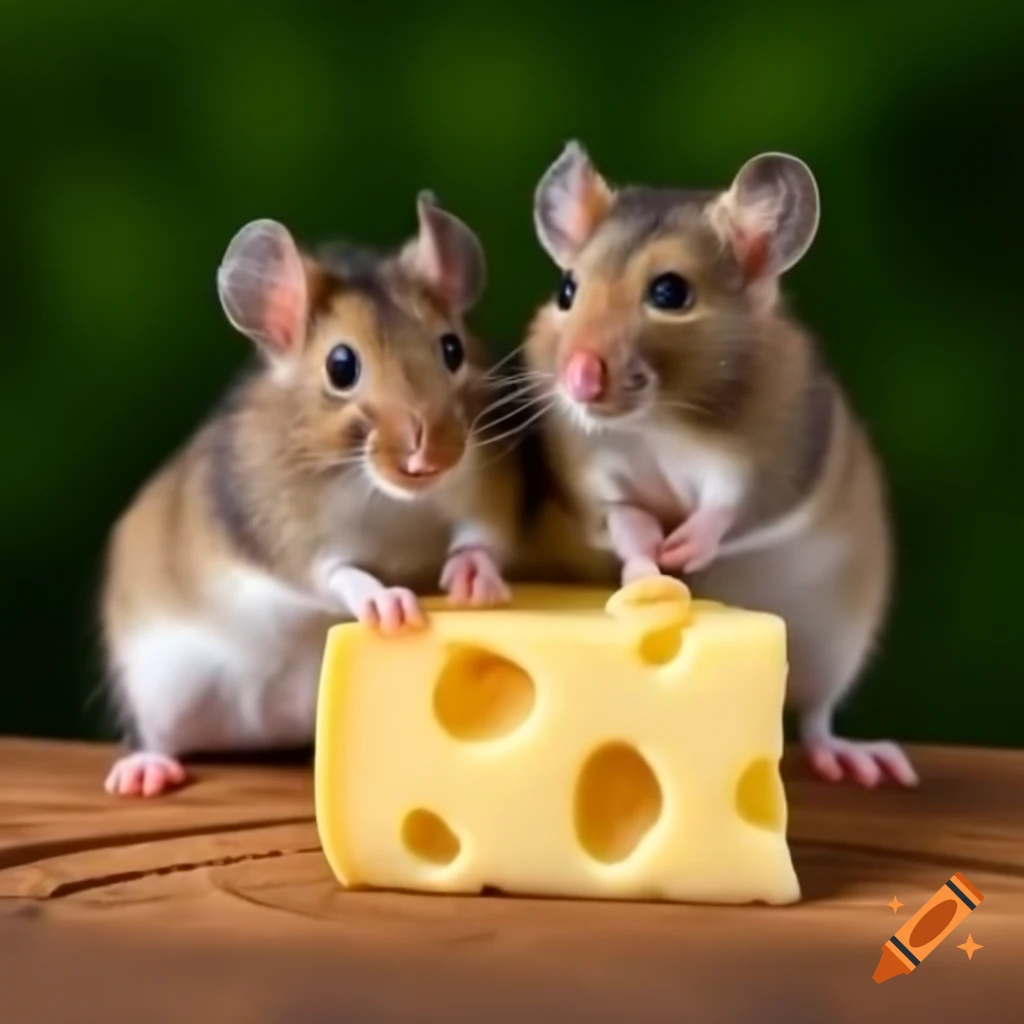 Mice interacting with cheese on Craiyon