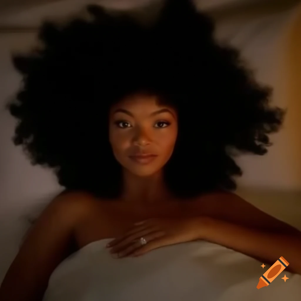 Halle Bailey as Raven from DC with curly hair in cozy bed, flirty ...