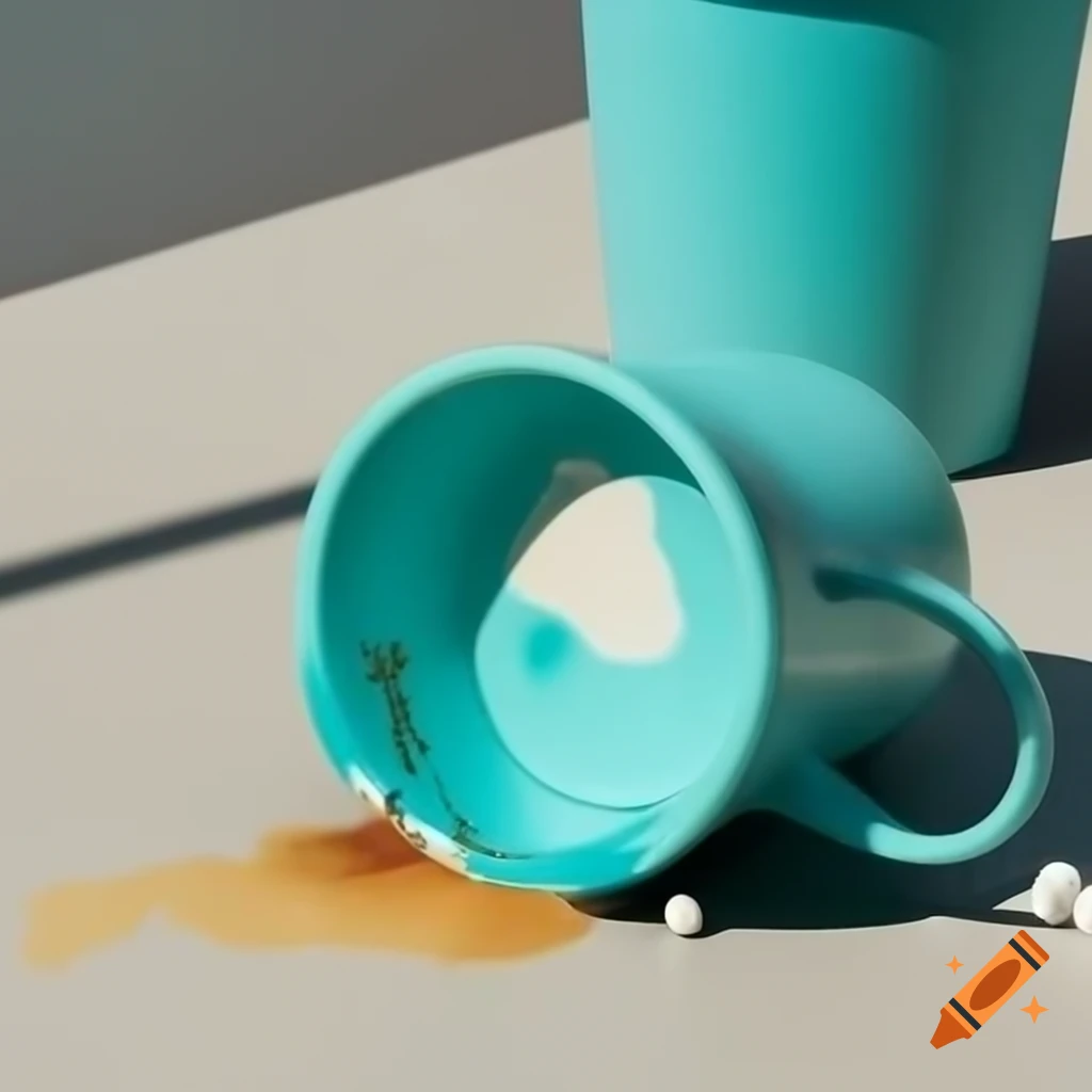 Turquoise coffee mug with clean exterior and stains inside on Craiyon