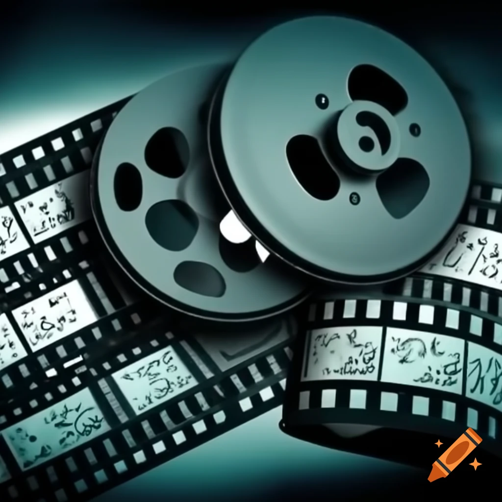 Stylized film reel with Malayalam script symbolizing cinematic culture ...
