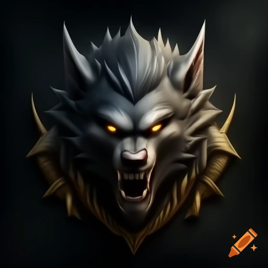 Fantasy logo showcasing split-face design of fierce werewolf and ...