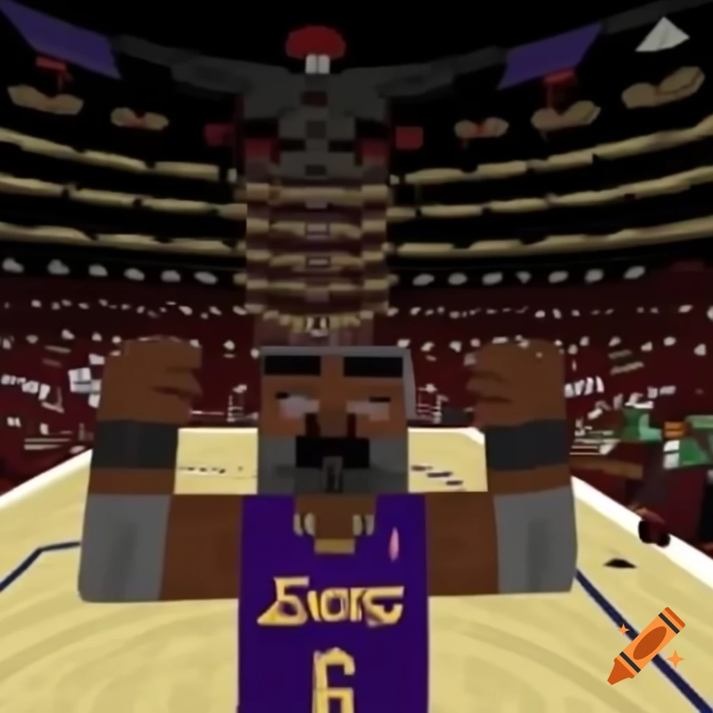 LeBron James receiving lob pass from Dwyane Wade in Minecraft style on ...