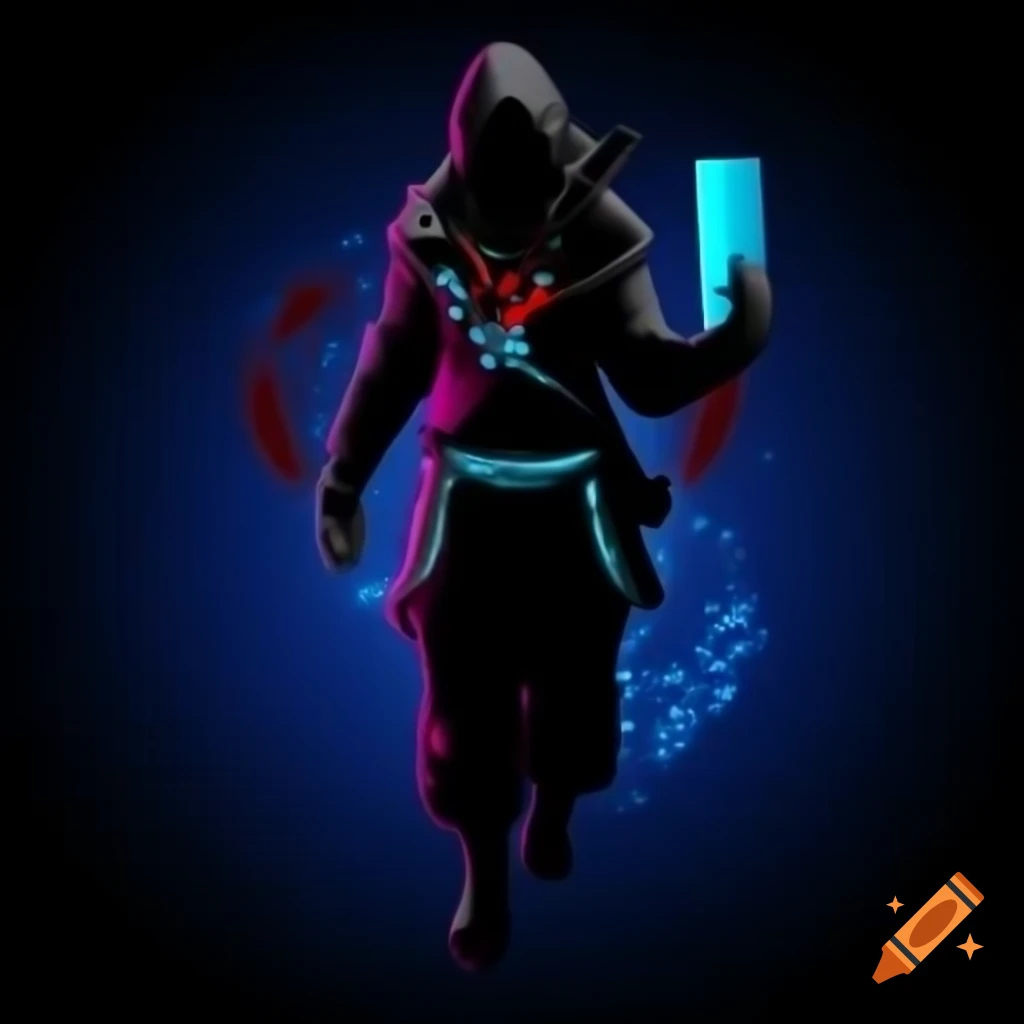 Dark game icon 'Shalom File' featuring shadowy cyber-ninja with glowing ...