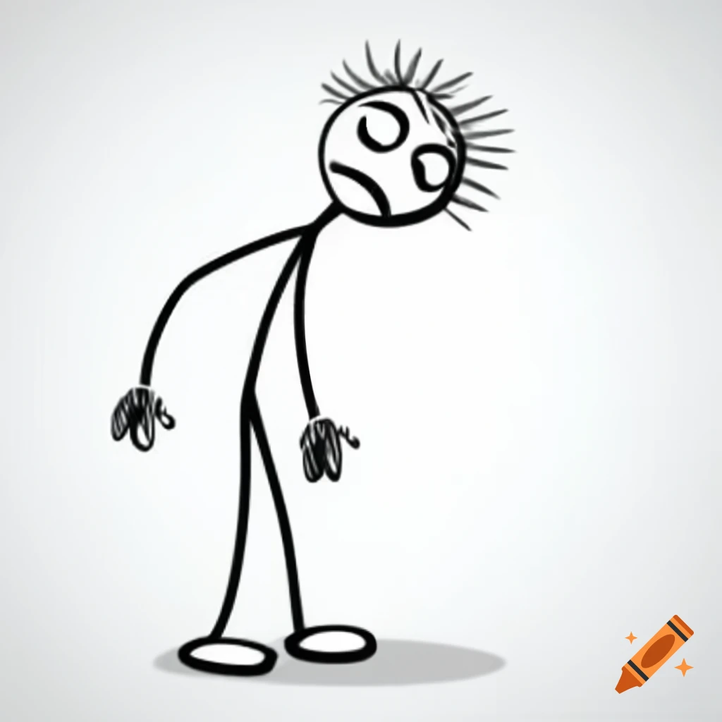 Stick figure Bob in slouched posture indicating boredom on Craiyon