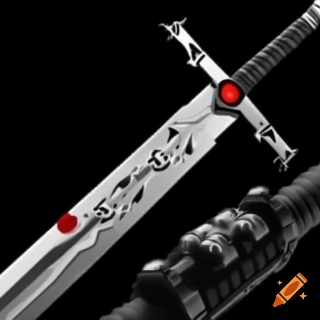 Anime styled silver greatsword with runic etchings and vampiric hilt ...