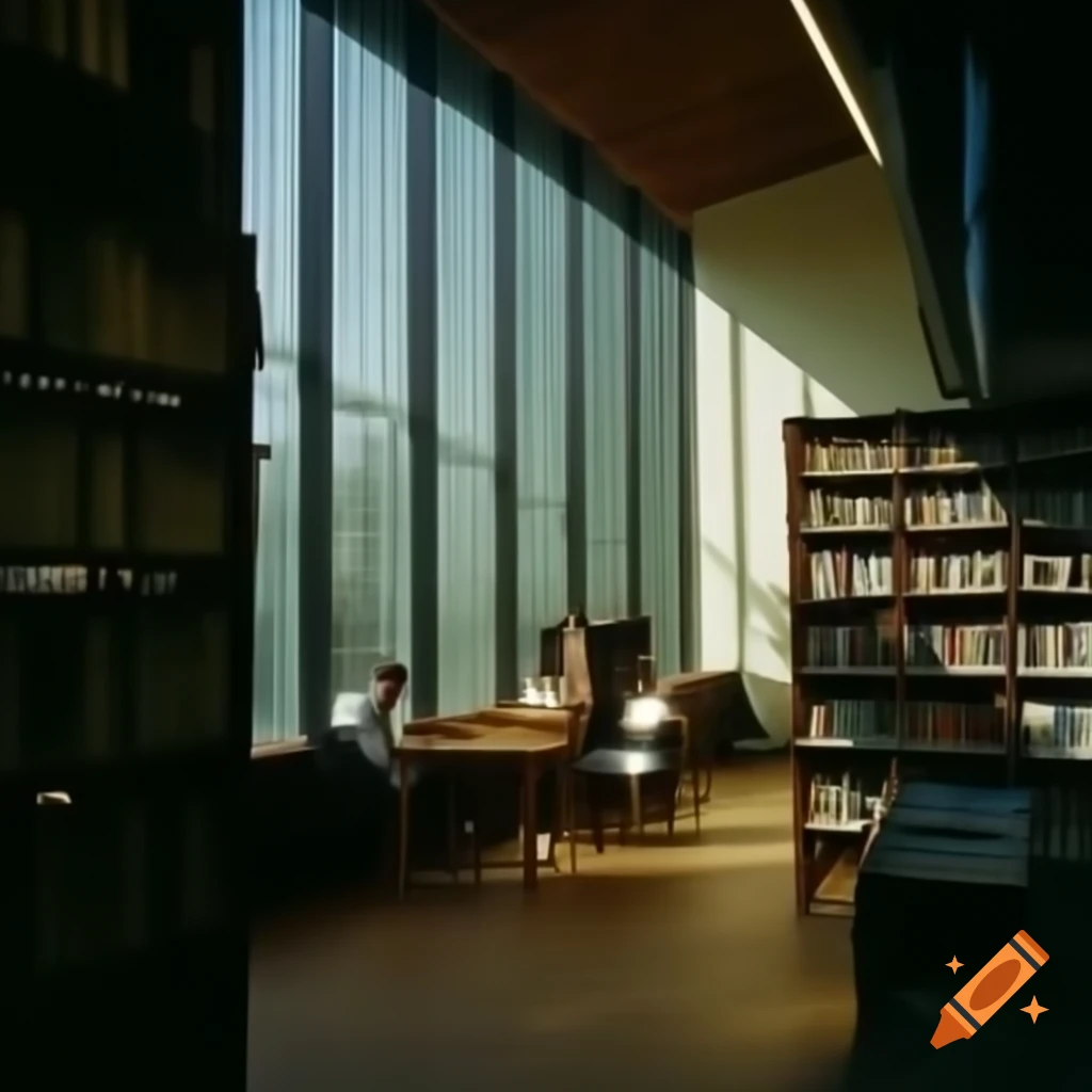 Library interior designed for ten users, dimensions 5m x 5m x 2.5m ...