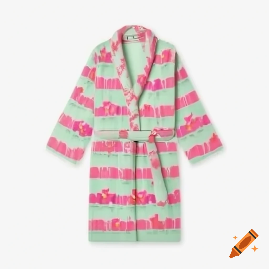 Pastel pink and green flamingo patterned bathrobe design on Craiyon
