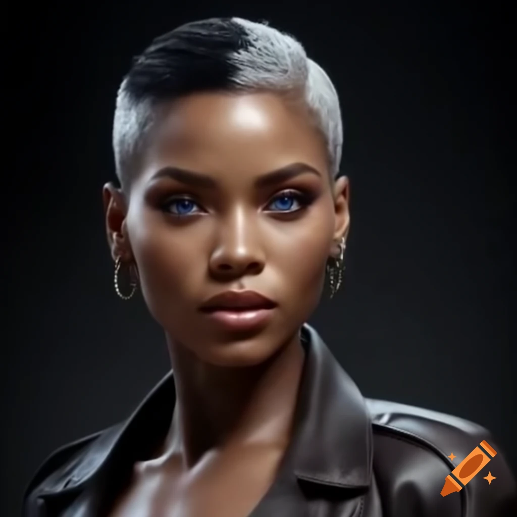 Hyper-realistic photograph of a strong athletic woman with a rebellious ...