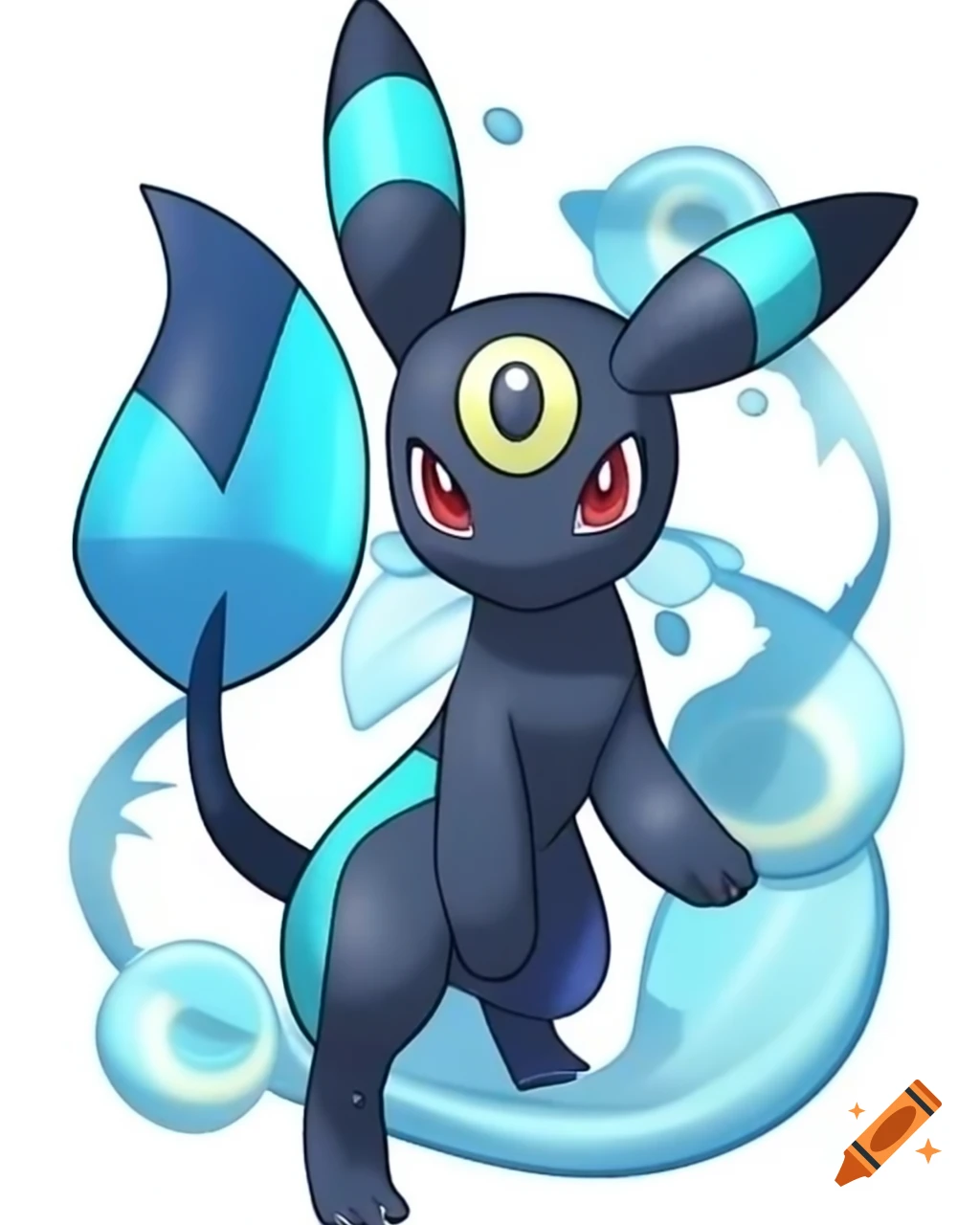 Unique Pokémon fusion of Umbreon and Mew combining dark and psychic ...