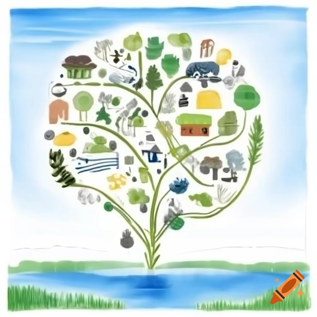 Drawing depicting hope for sustainable life on land and water on Craiyon