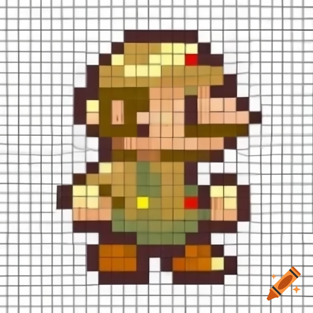 8-bit pixel art spritesheet of blond explorer character in khaki outfit ...