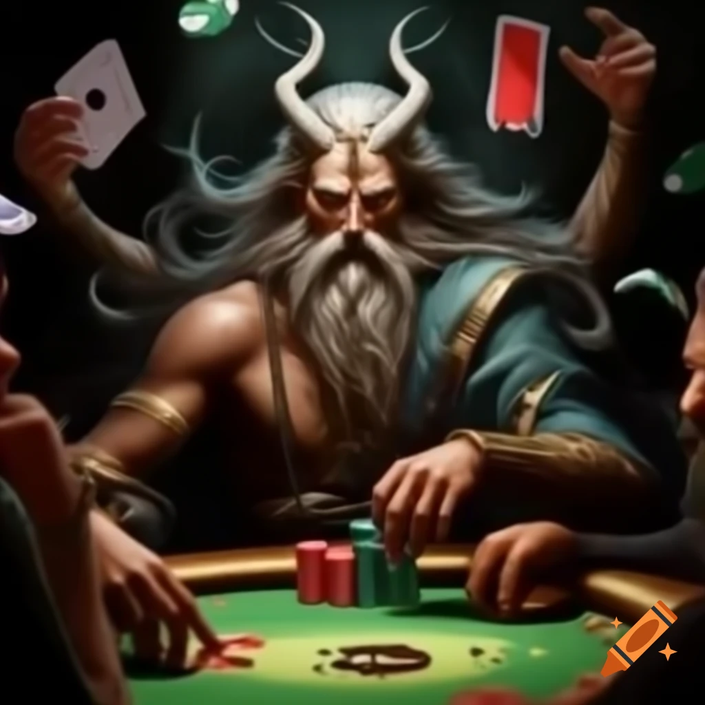 God and devil playing poker in heaven on Craiyon