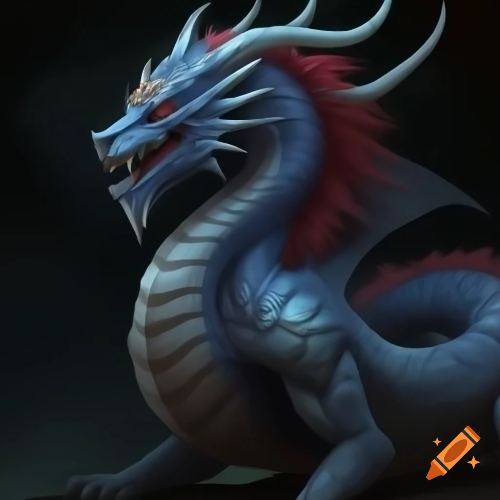 Calico Dragon with tiger head and colorful mane on Craiyon