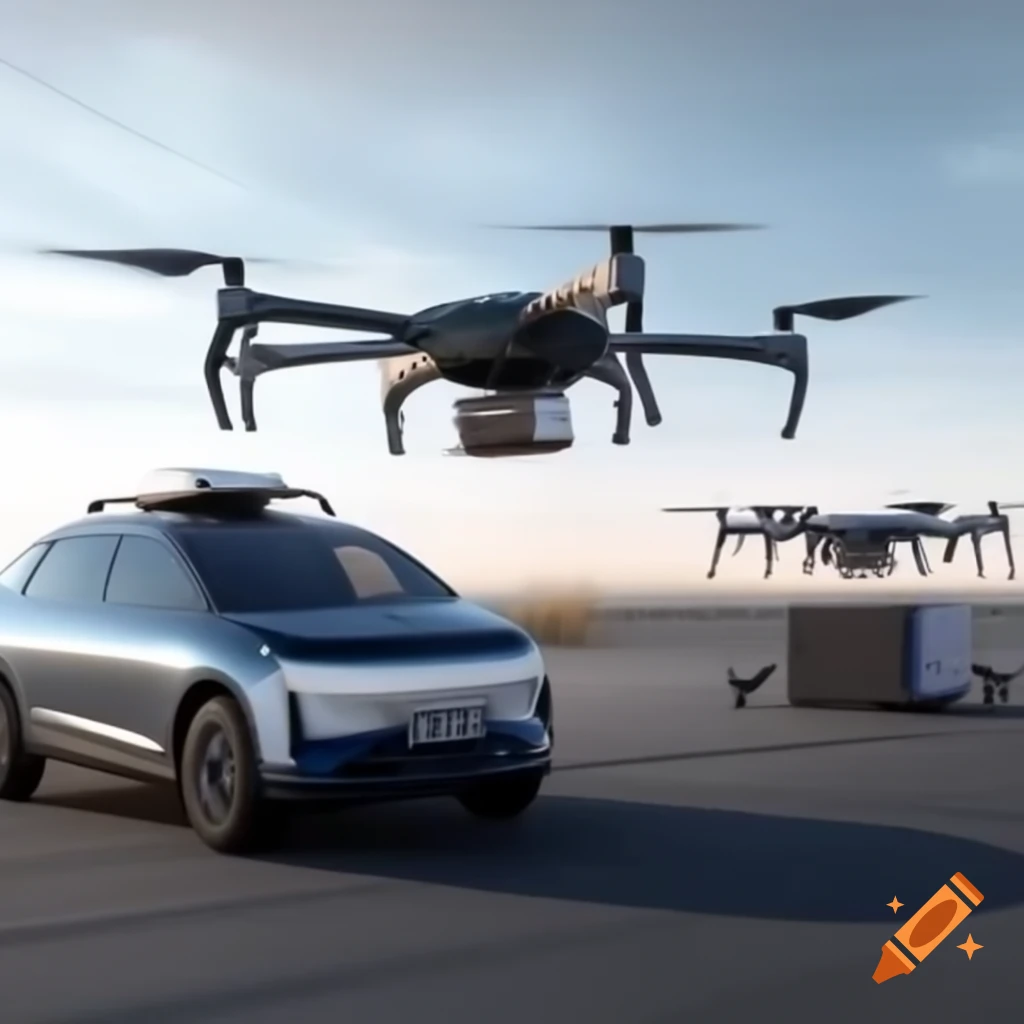 Autonomous vehicle with rooftop docking station and drones ...