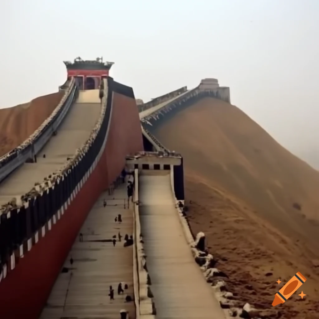 Construction of the Great Wall of China by ancient people with old ...