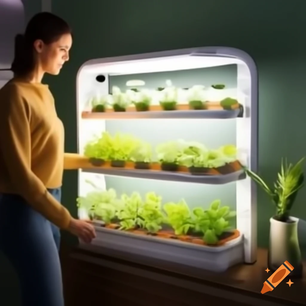 User-friendly home hydroponic machine for growing produce on Craiyon