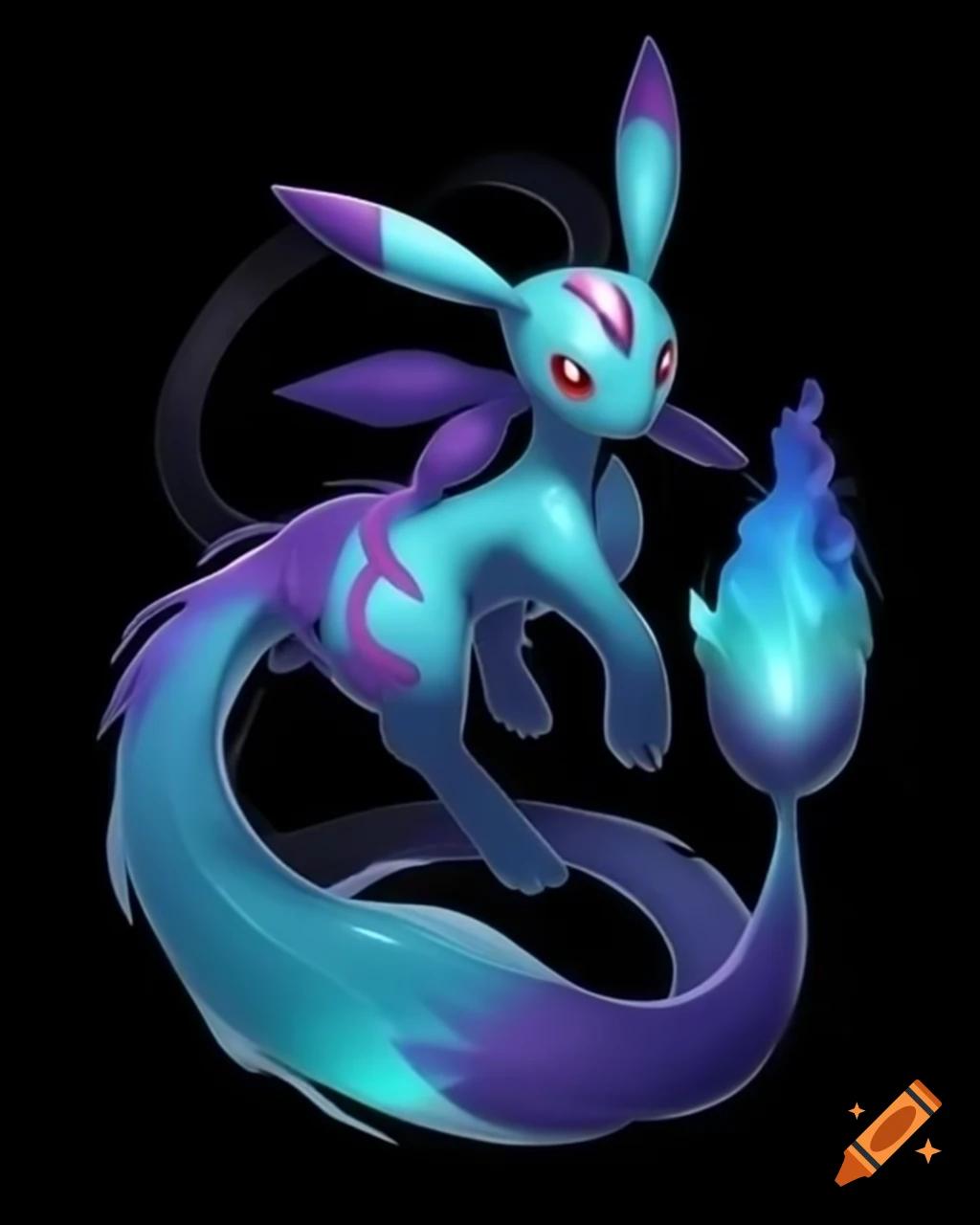 Unique Pokémon fusion of Umbreon and Mew on Craiyon