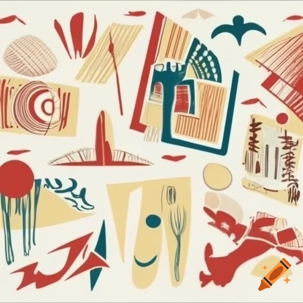 Surrealist art with strange forms on white background inspired by 1950s ...