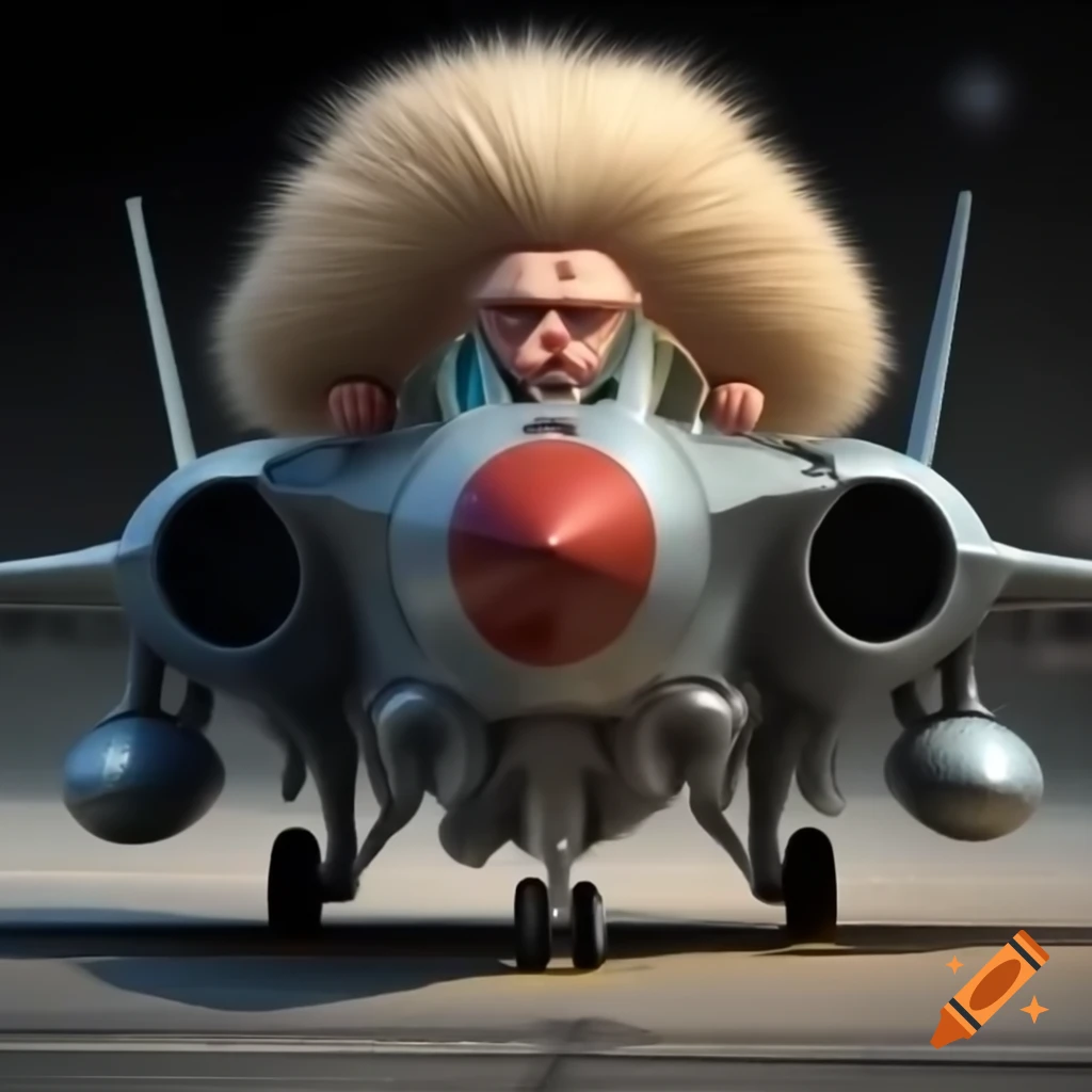 Fighter jet airplane designed to resemble a humorous caricature of an ...