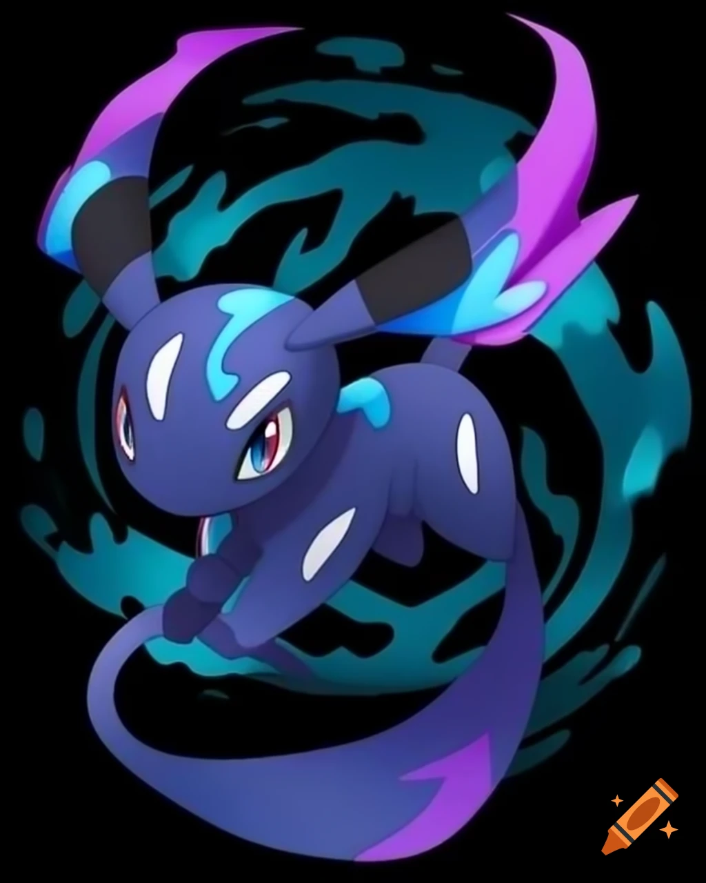 Unique Pokémon fusion of Umbreon and Mew on Craiyon